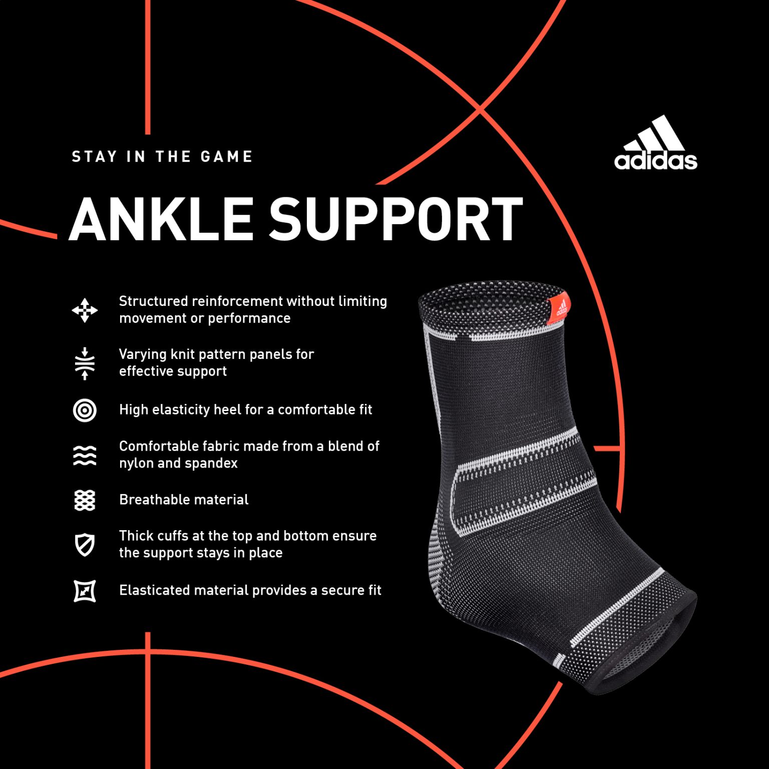 Adidas Ankle Support ADSU-12513BK-NL L/XL - Shah Sports
